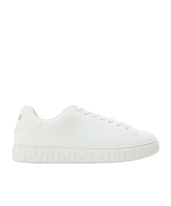 Versace Leather Low-top Sneakers With Greek Key Detailing