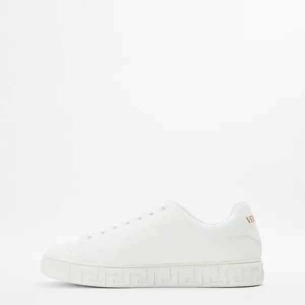 Versace Leather Low-top Sneakers With Greek Key Detailing