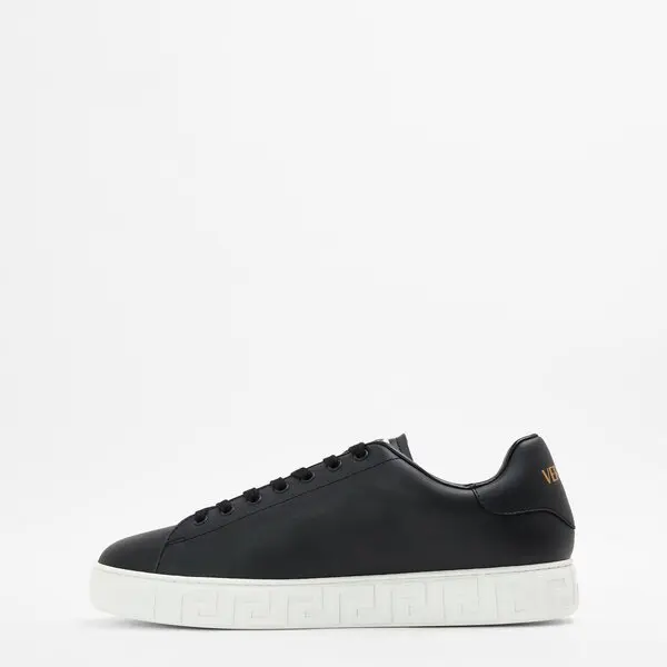 Versace Leather Low-top Sneakers With Greek Key Detail
