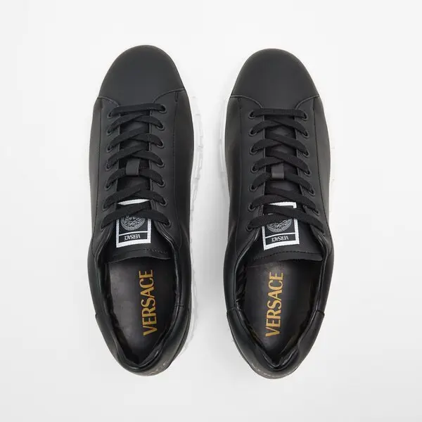 Versace Leather Low-top Sneakers With Greek Key Detail