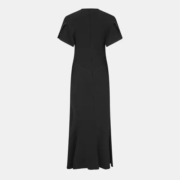 Victoria Beckham Gathered V-neck Midi Dress