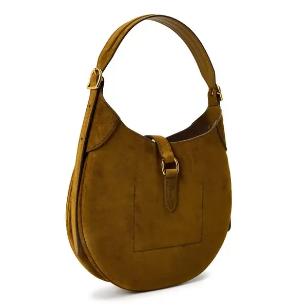 Polo Ralph Lauren Suede Shoulder Bag With Pony Motif - Brown
