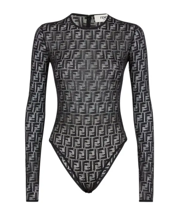 Fendi Monogrammed Lace Bodysuit