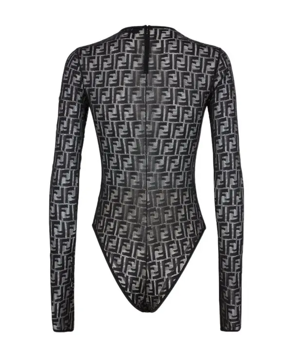 Fendi Monogrammed Lace Bodysuit