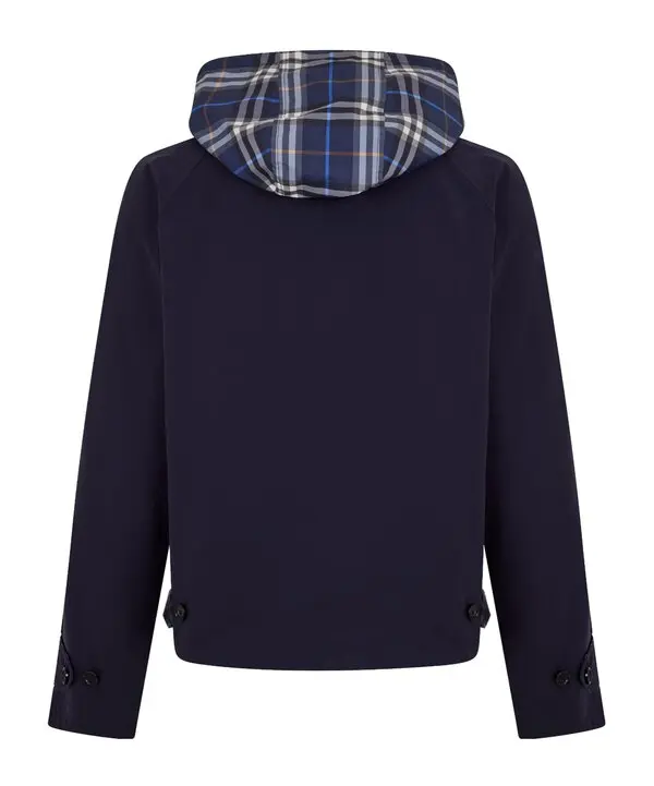 Burberry Spread Collar Hooded Jacket With Plaid Lining