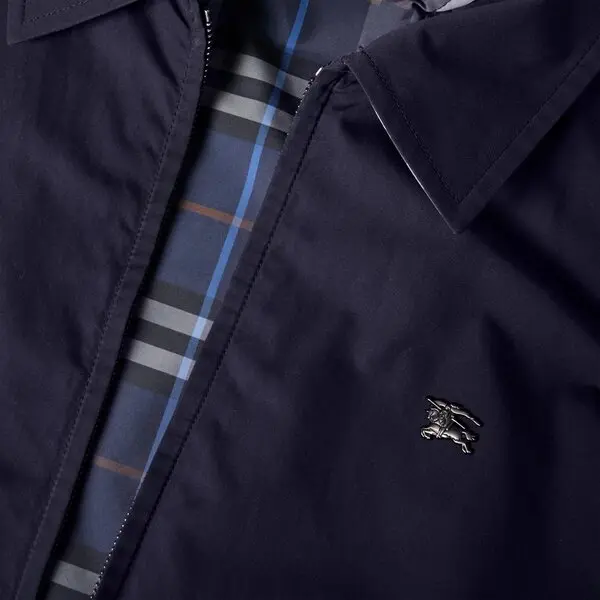 Burberry Spread Collar Hooded Jacket With Plaid Lining