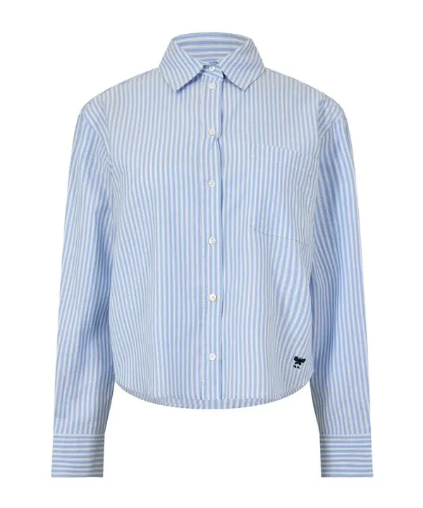 Max Mara Cropped Long Sleeve Striped Shirt - Blue