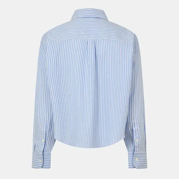 Max Mara Cropped Long Sleeve Striped Shirt - Blue