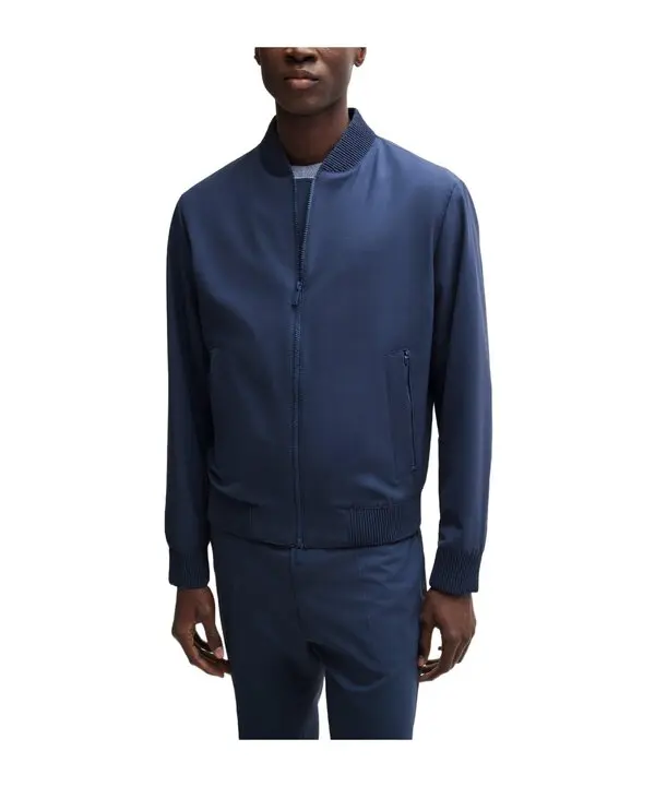 Hugo Boss Zip-up Bomber Jacket With Stand Collar