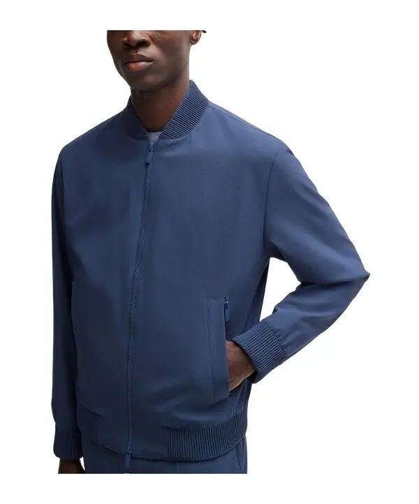 Hugo Boss Zip-up Bomber Jacket With Stand Collar