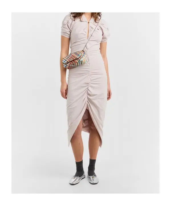 VIVIENNE WESTWOOD Pleated Maxi Dress With Turn-down Collar - Pink