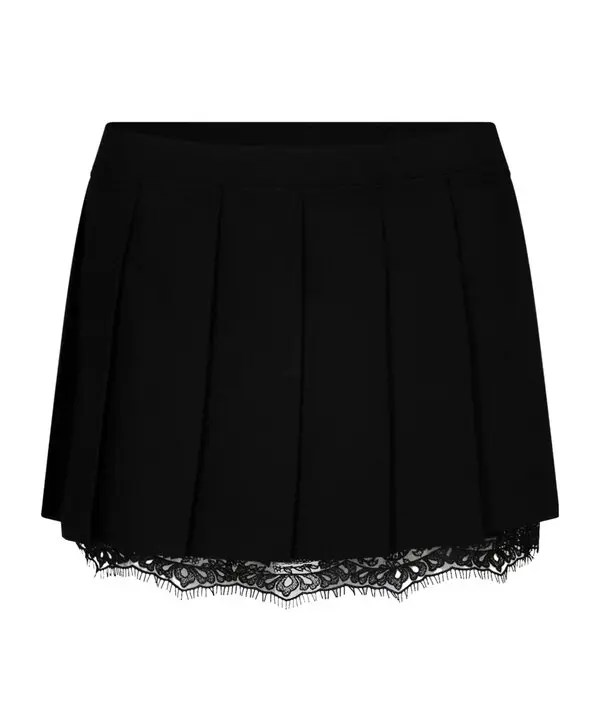 Acne Studios Pleated Mini Skirt With Lace Trim