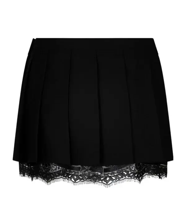 Acne Studios Pleated Mini Skirt With Lace Trim