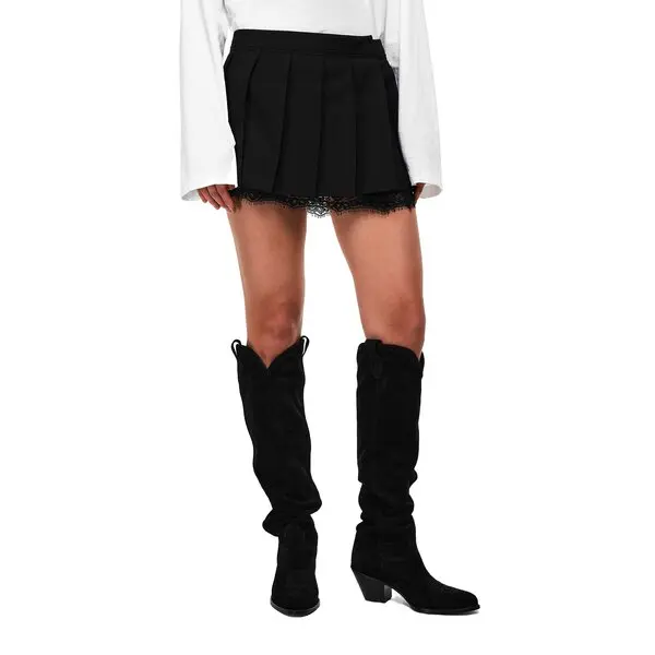 Acne Studios Pleated Mini Skirt With Lace Trim