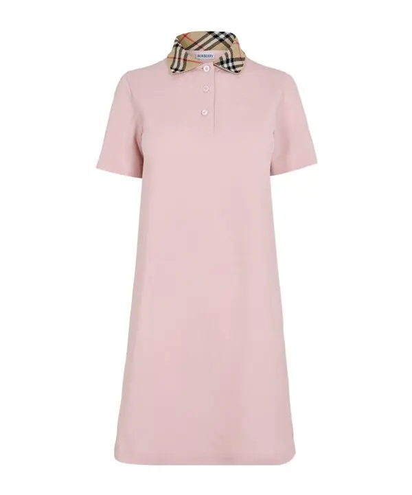 Burberry Short Sleeve Dress With Plaid Collar - Pink
