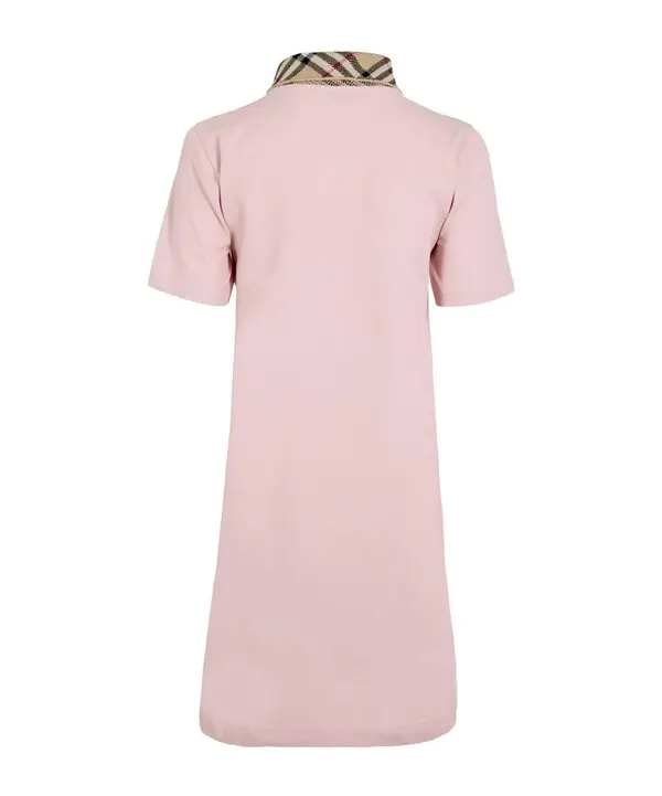 Burberry Short Sleeve Dress With Plaid Collar - Pink