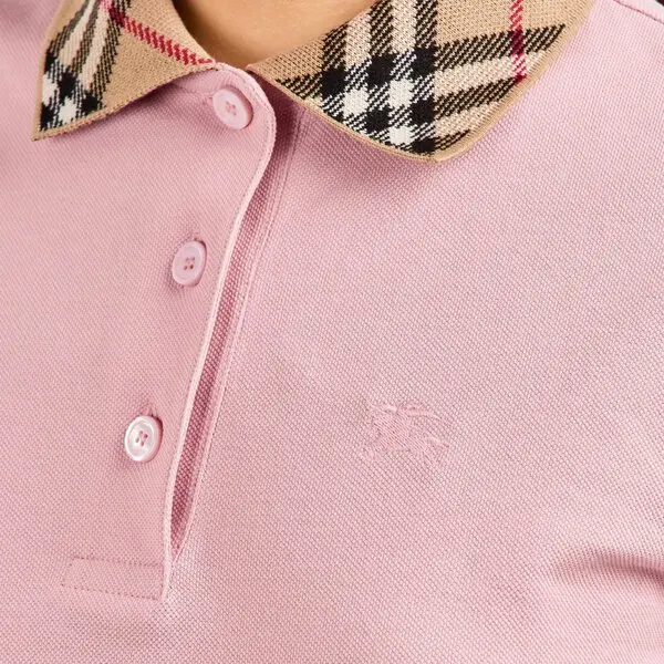 Burberry Short Sleeve Dress With Plaid Collar - Pink
