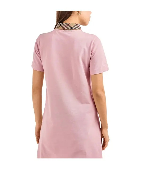 Burberry Short Sleeve Dress With Plaid Collar - Pink