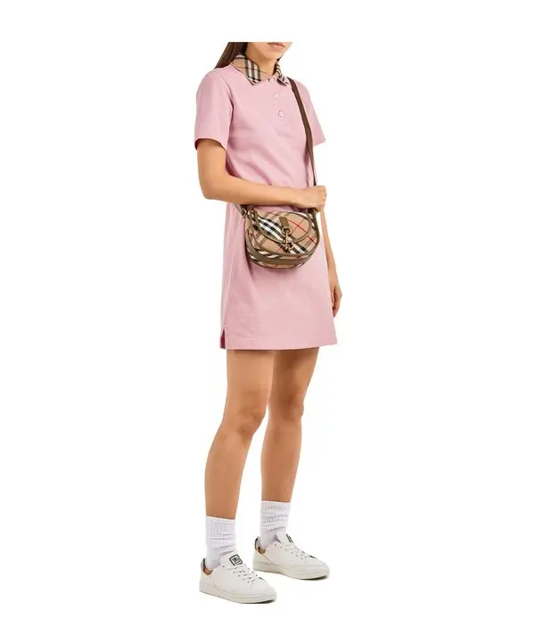 Burberry Short Sleeve Dress With Plaid Collar - Pink