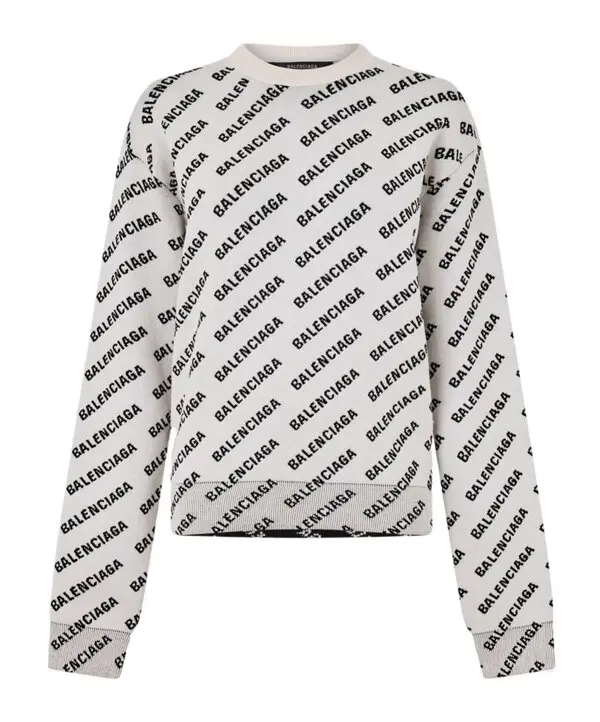 Balenciaga All-logo Crew Neck Sweater