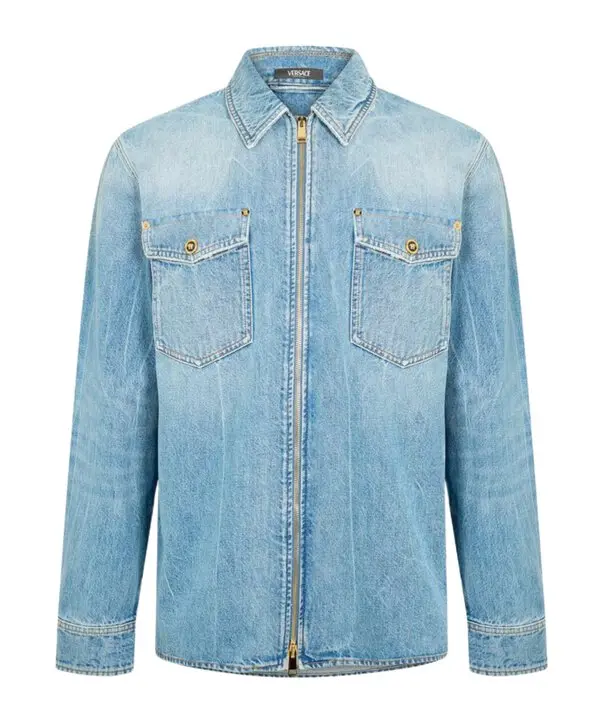 Versace Stonewashed Long-sleeve Denim Shirt