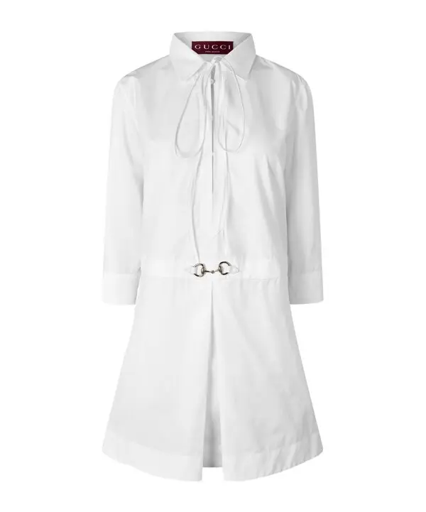 Gucci Cotton Shirt Dress With Horsebit Detail
