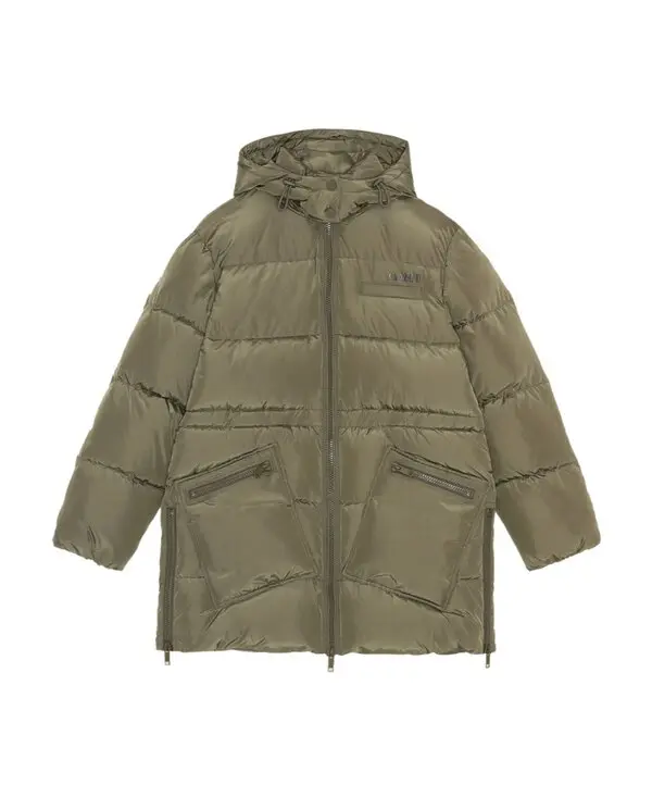 GANNI Oversized Puffer Midi Jacket With Logo