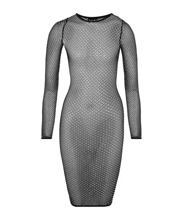 Balenciaga Long-sleeve Fishnet Bodycon Dress