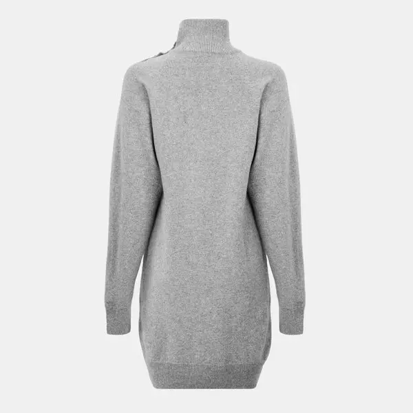 Balmain Knit Turtleneck Mini Dress With Button Detail