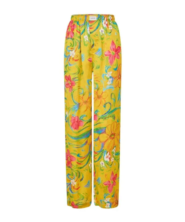 Balenciaga Relaxed Fit Floral Print Pyjama Trousers - Yellow