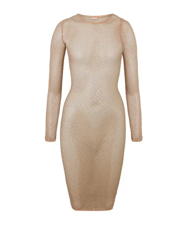 Balenciaga Long Sleeve Crew Neck Sheer Dress