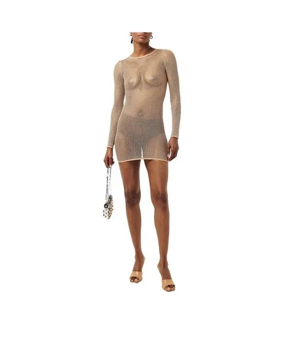 Balenciaga Long Sleeve Crew Neck Sheer Dress