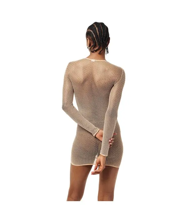 Balenciaga Long Sleeve Crew Neck Sheer Dress