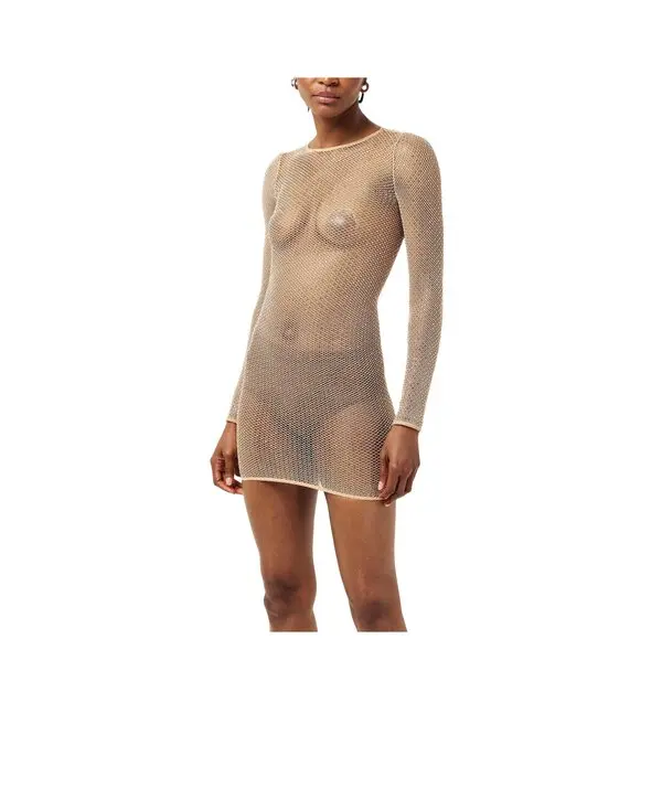 Balenciaga Long Sleeve Crew Neck Sheer Dress