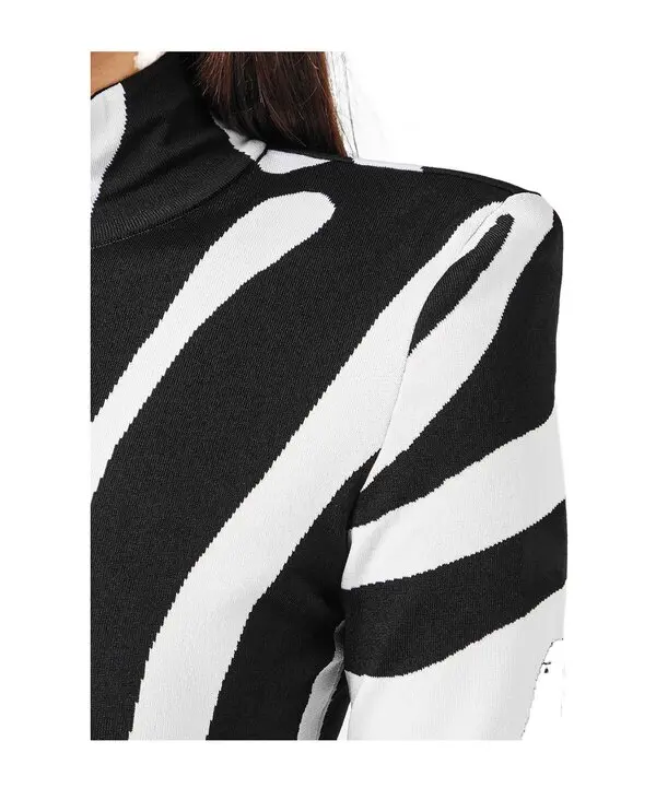 Balmain Zebra Print Mini Dress With Zip Up