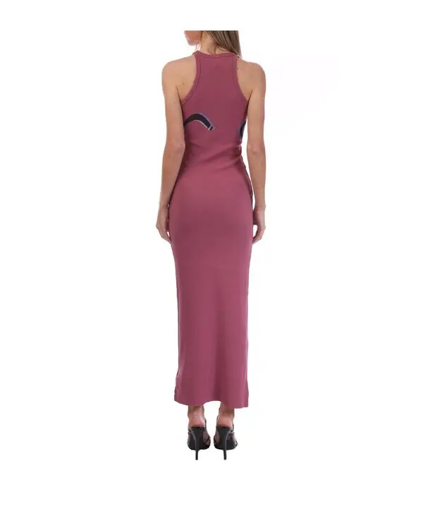 Off-White Ribbed High-neck Sleeveless Maxi Dress