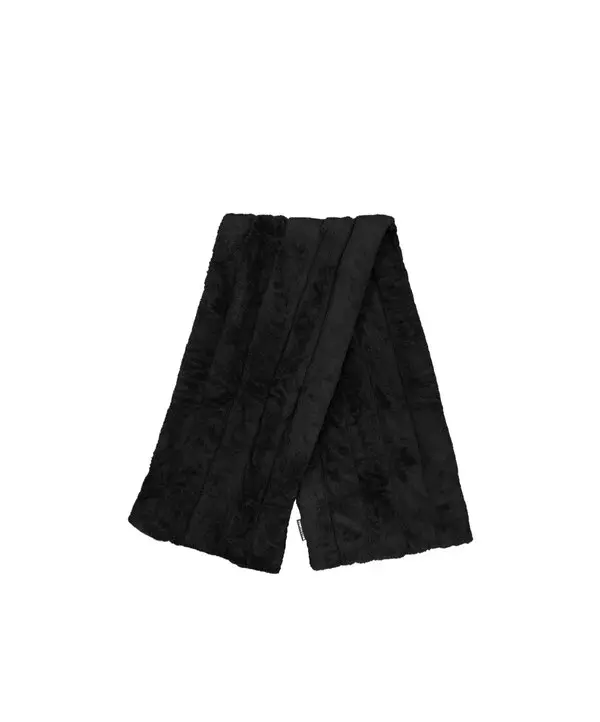 Balenciaga Plush Vertical Stripe Scarf - Black