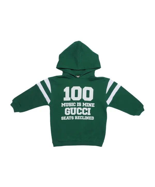 Gucci Fleece Hooded Sweatshirt With Varsity Print - Green