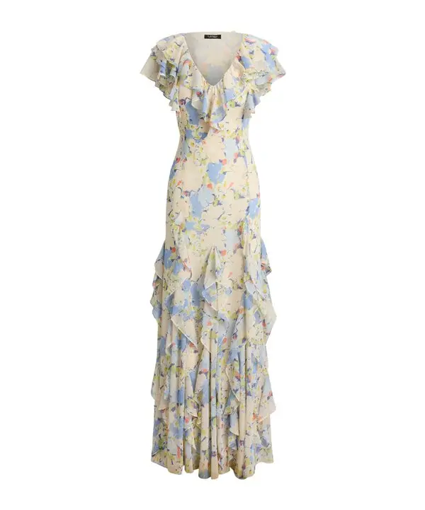 Ralph Lauren Floral Ruffled Maxi Dress - Blue