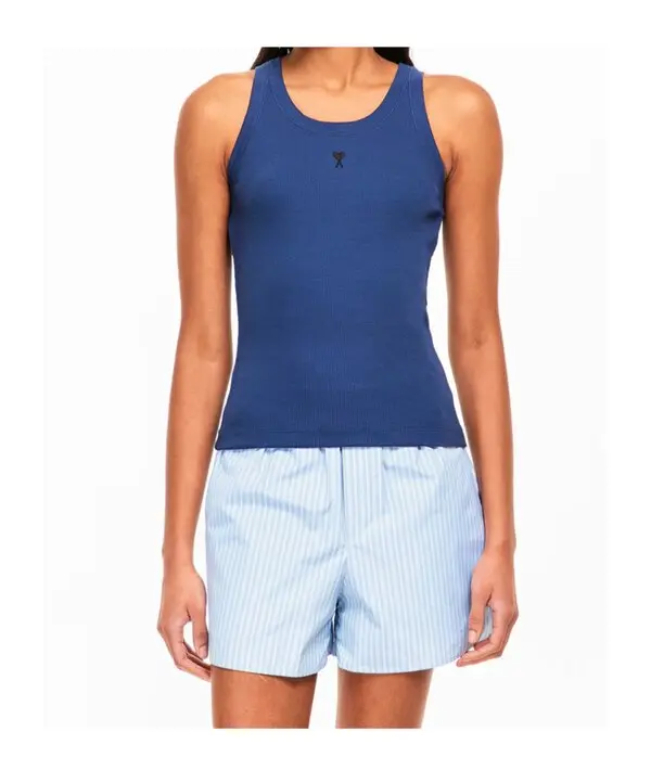 AMI Paris Logo Embroidered Ribbed Vest
