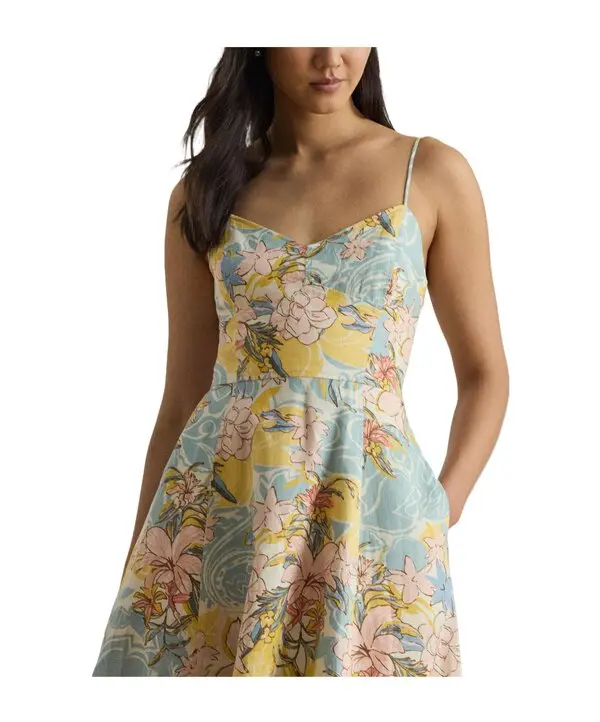 Ralph Lauren Floral Print Tea Length Dress