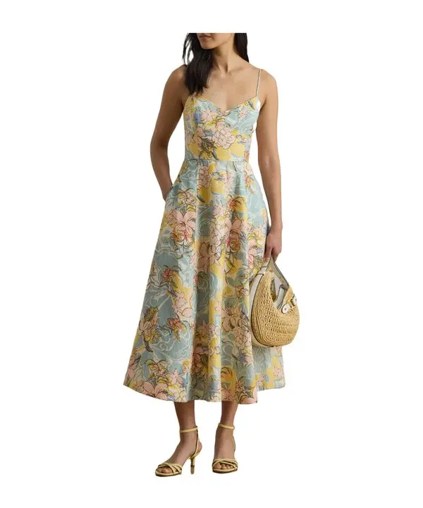 Ralph Lauren Floral Print Tea Length Dress