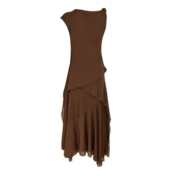 GANNI Sleeveless Off-shoulder Maxi Dress With Layered Ruffle Hem