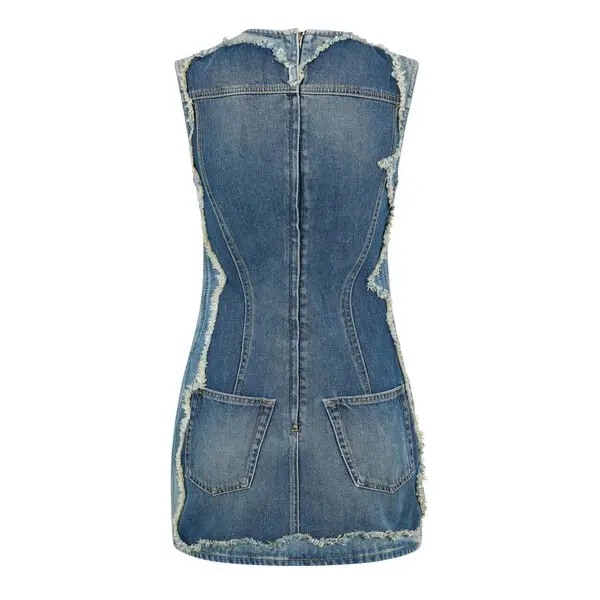 Acne Studios Denim Mini Dress With Ruffled Trim