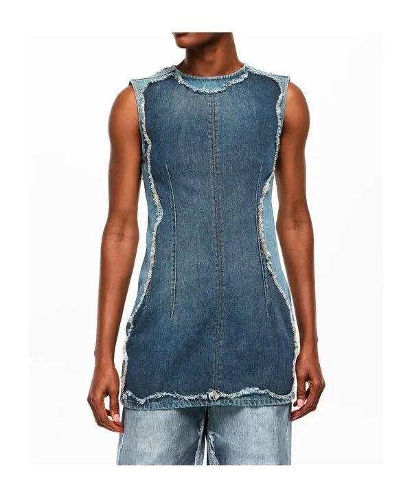 Acne Studios Denim Mini Dress With Ruffled Trim