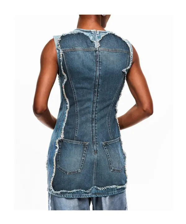 Acne Studios Denim Mini Dress With Ruffled Trim