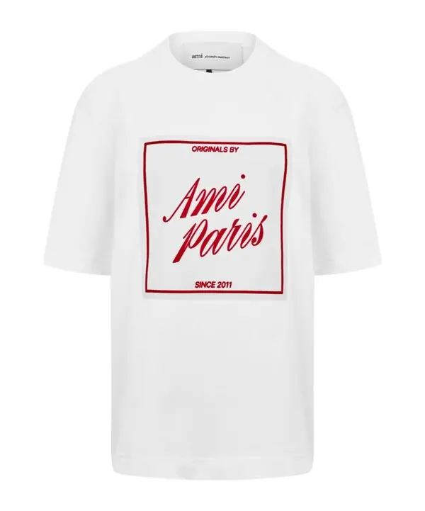 AMI Paris Logo Crew Neck T-shirt - White