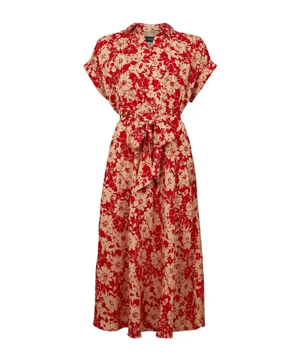 Ralph Lauren Floral Wrap Midi Dress - Red