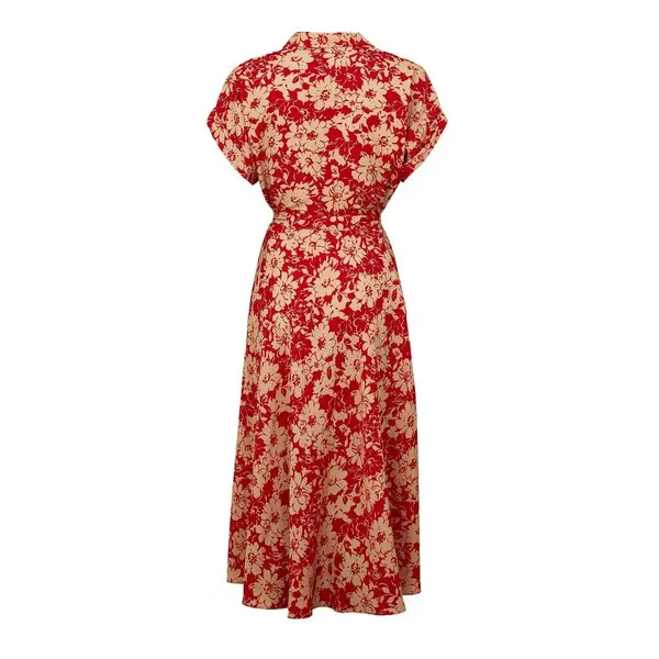 Ralph Lauren Floral Wrap Midi Dress - Red