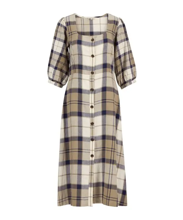 Barbour Plaid Shirt Dress - Nude